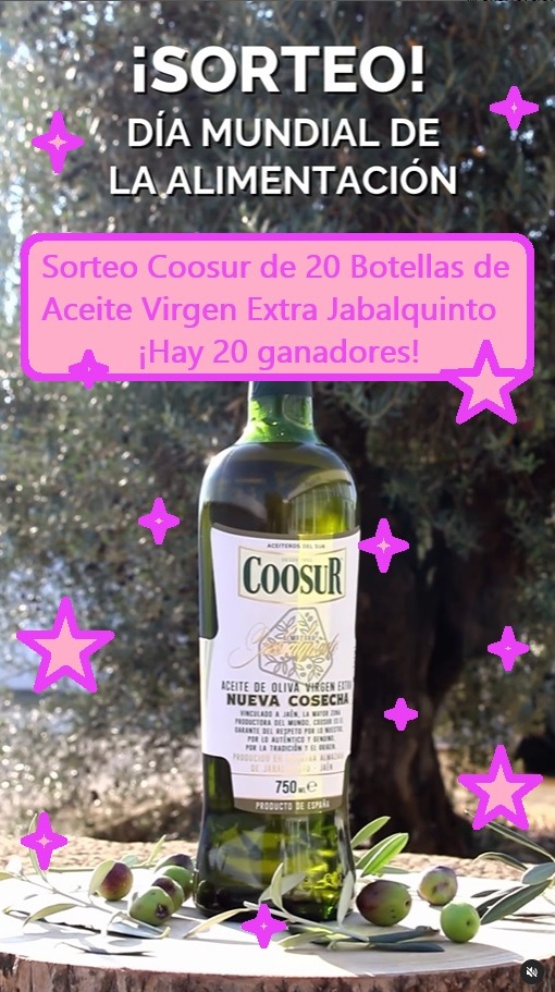 Sorteo COOSUR de 20 Botellas Aceite Virgen Extra Jabalquinto.